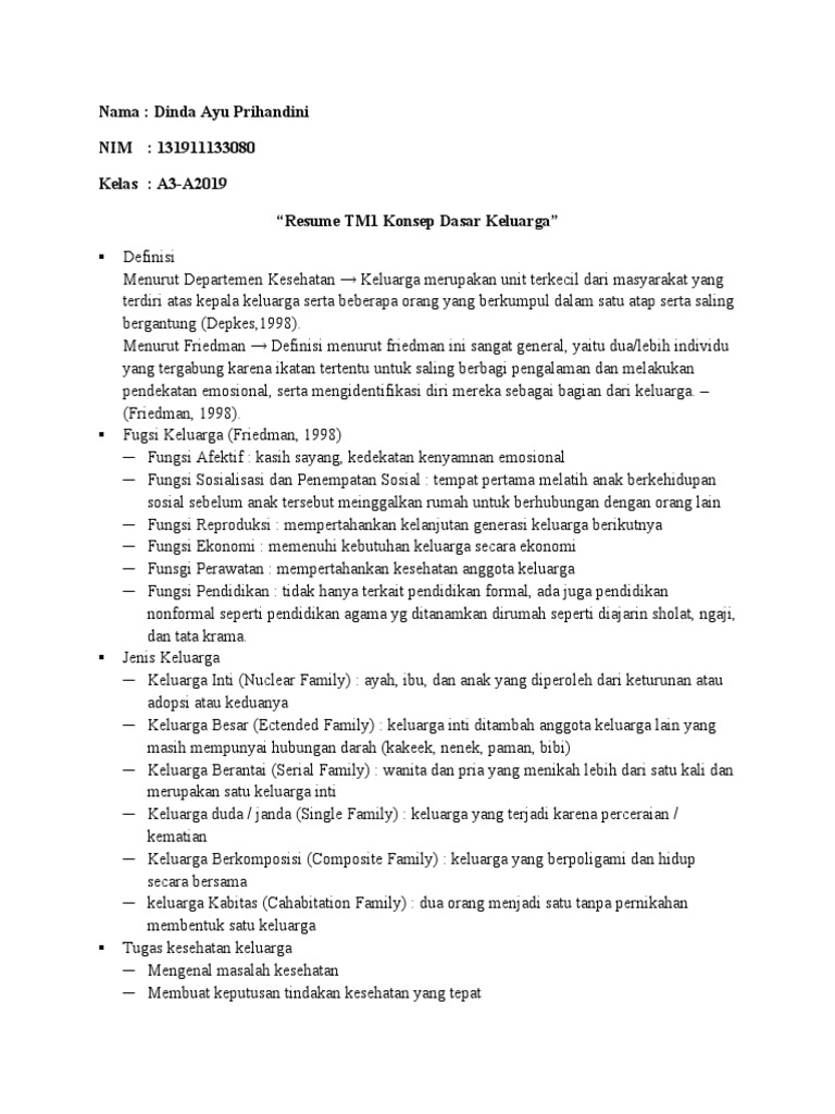 (KELUARGA) Resume TM1 Konsep Dasar Keluarga | PDF