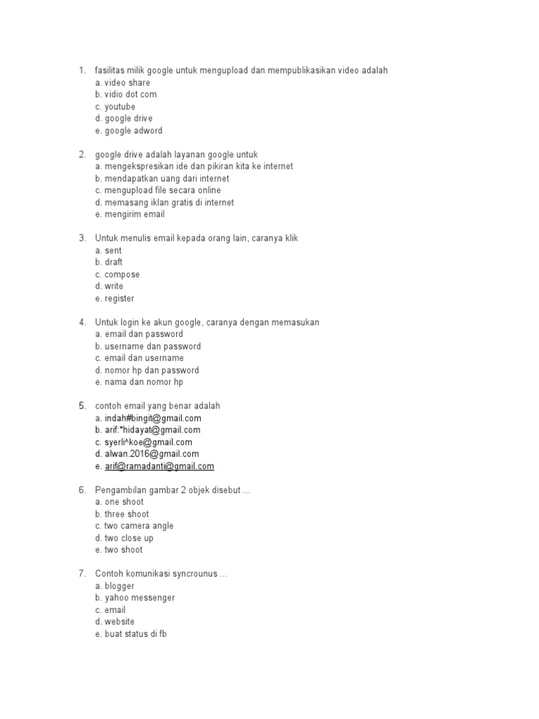 Latihan Soal Semester Genap Simdig 2 | PDF
