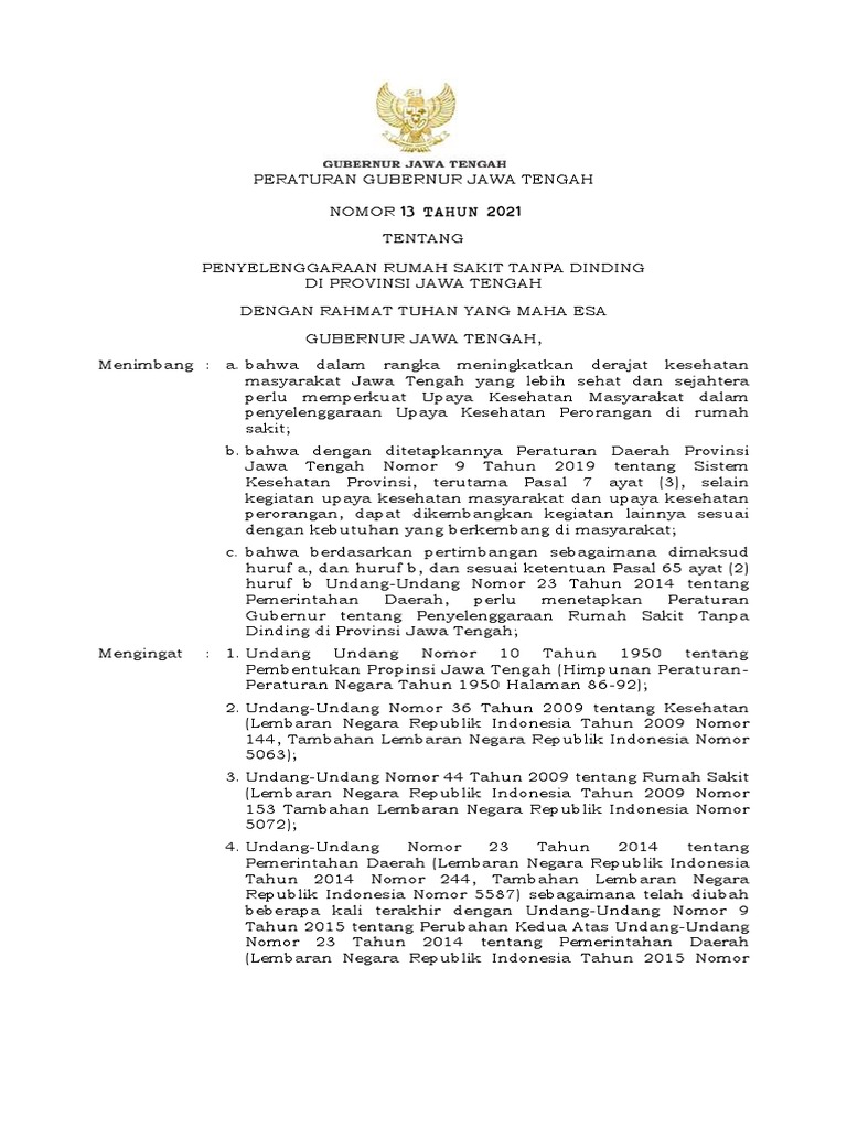 Pergub 13 TH 2021 TTG RSTD - Sah | PDF | Ilmu Sosial