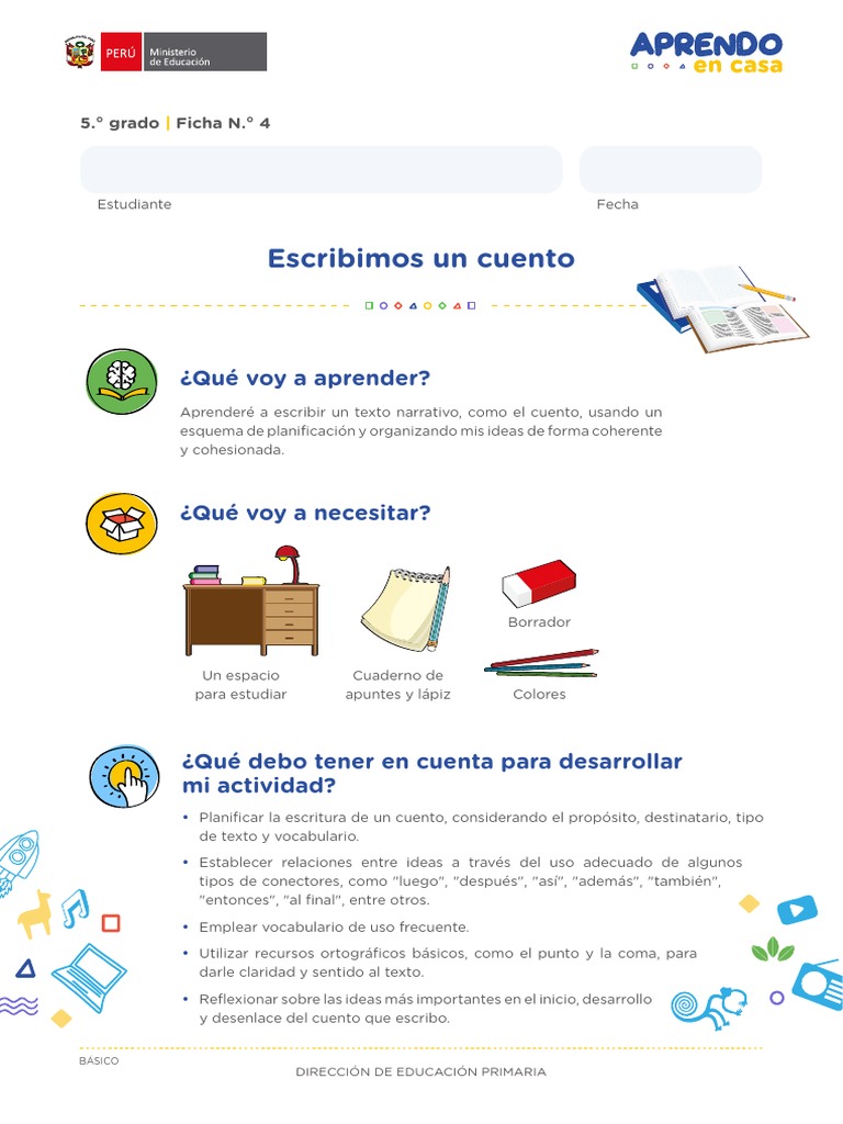 Escribiendo un cuento en 5.º grado | PDF