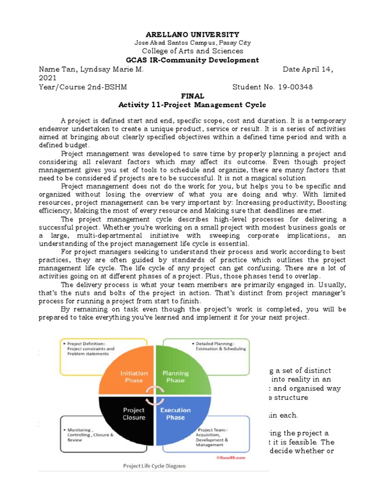 Activity 11-Project Management Cycle-Final | PDF | Project Management ...
