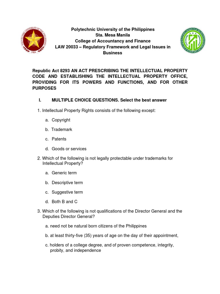 BSA 3-9 - Gr3 - RA 8293 - Questionnaires | PDF | Patent | Intellectual ...