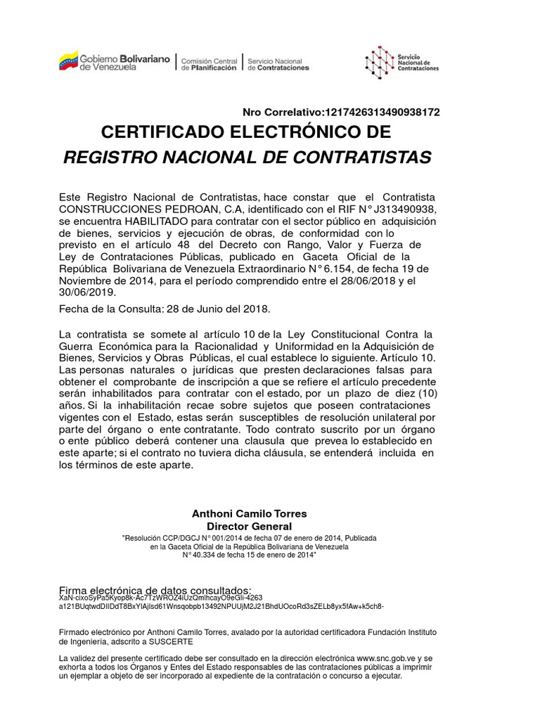 Certificado RNC 2018-2019 | PDF | Gobierno | Justicia