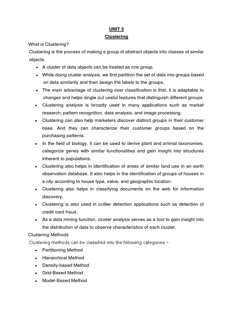 DWDM Unit5 | PDF | Cluster Analysis | Outlier