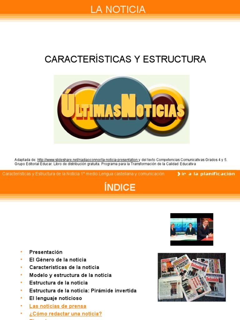 Caracteristicas y Estructura de La Noticia | PDF | Noticias | Comunicación