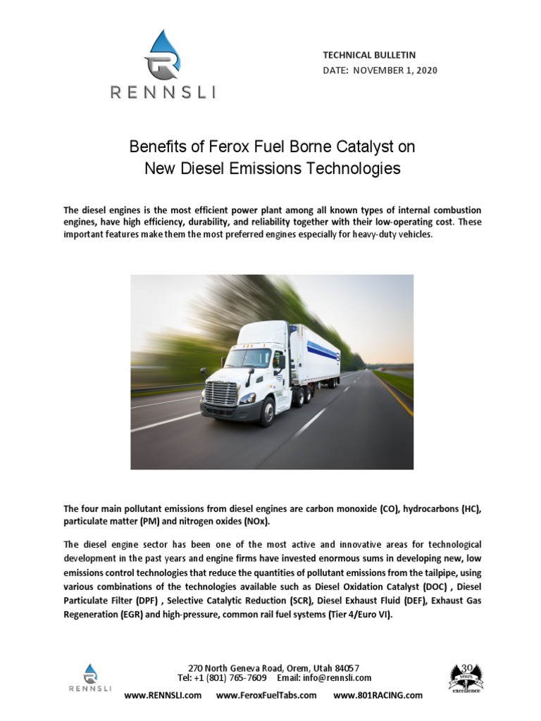 FEROX Benefits of Ferox Fuel Borne Catalyst On New Diesel Emission ...
