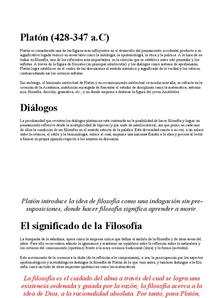Informacion Platon Pdf Platón Conocimiento