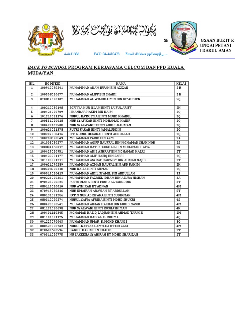 Back to School Program Details | PDF