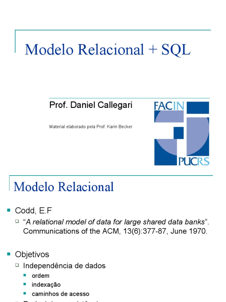 Modelo Relacional e SQL | PDF | Modelo relacional | SQL