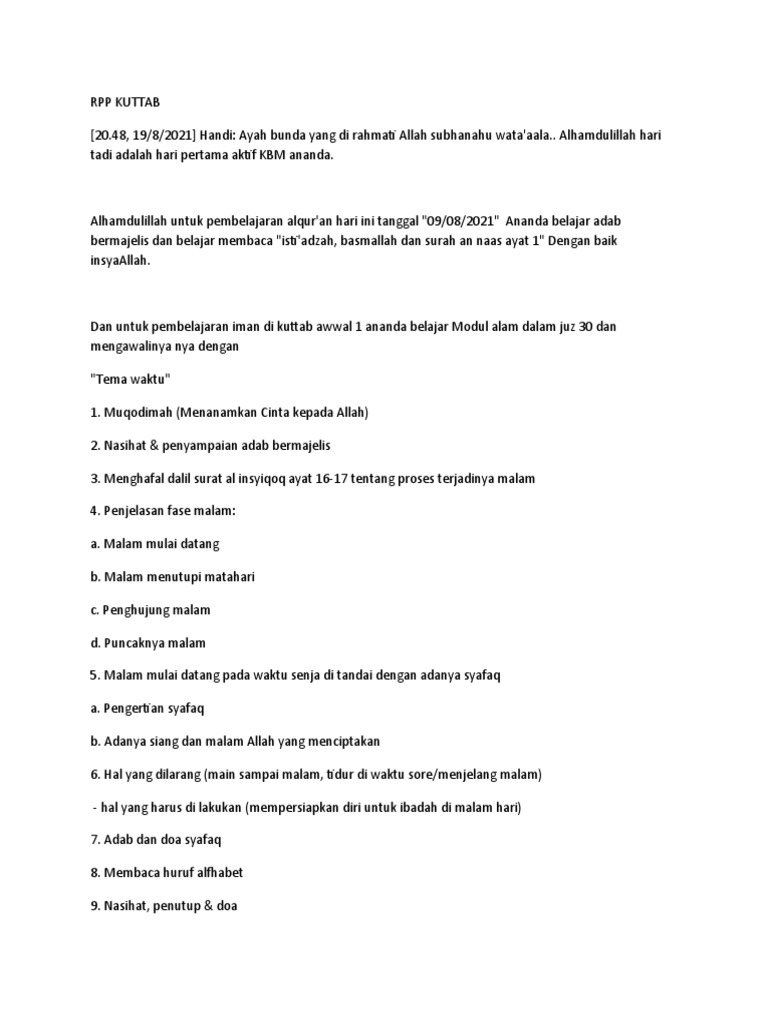 RPP Kuttab | PDF