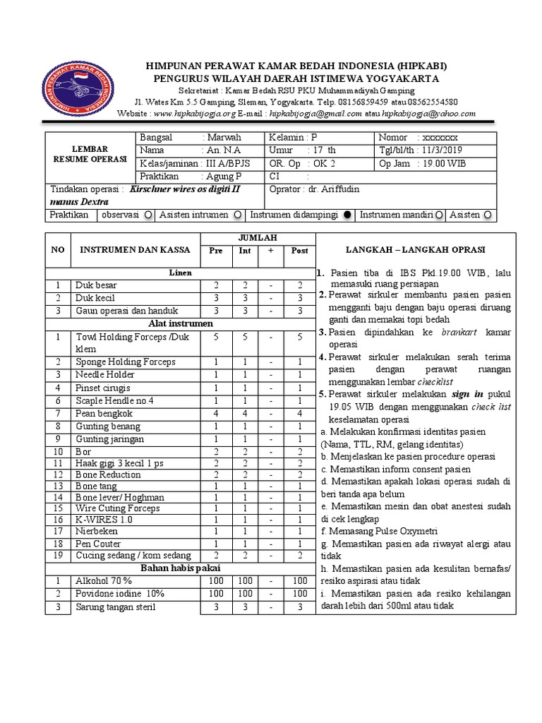 Resume K.wire Fraktur Os Digiti 2 Manus Dextra | PDF