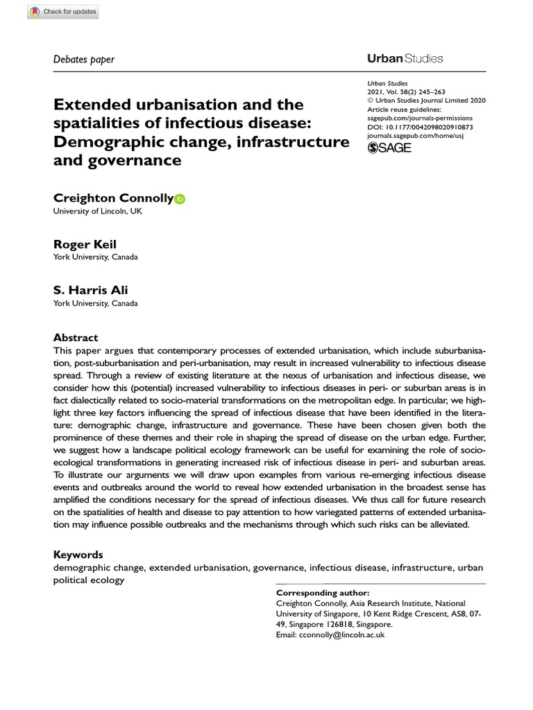 Extended Urbanisation and The Spatialities of Infectious Disease ...
