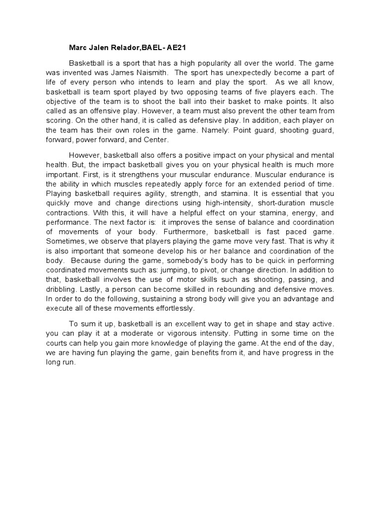 Basketball Essay | PDF