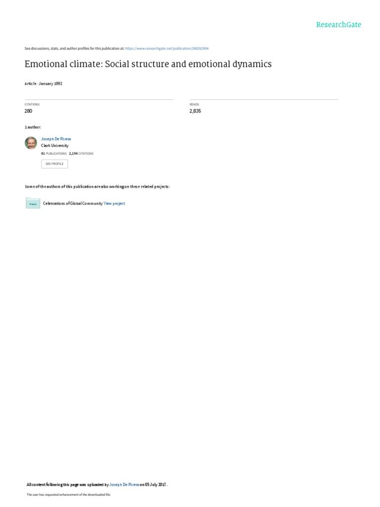 Emotional Climate Social Structure and Emotional Dynamics | PDF ...