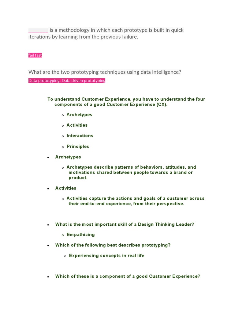 Design Thinking Final Quiz | PDF | Design Thinking | Prototype