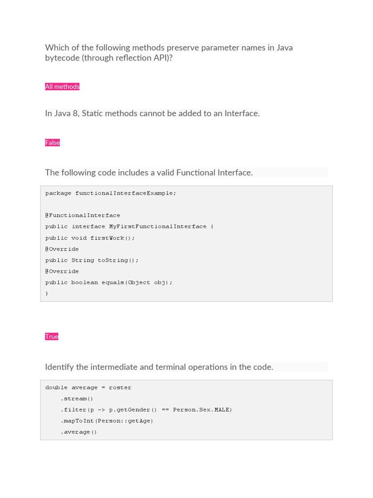 Java 8 Innards Final Quiz | PDF