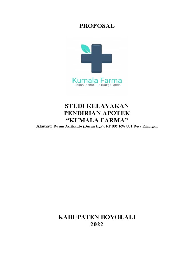 Proposal Studi Kelayakan Apotek Kumala Farma | PDF