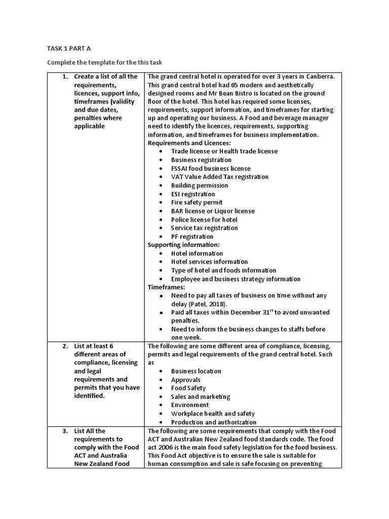 Complete The Template For The This Task | PDF | Occupational Safety And ...