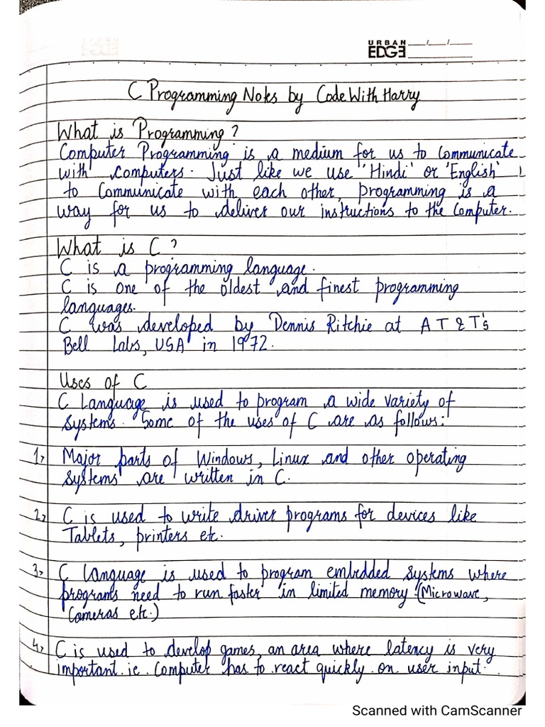 Codewithharry C Notes Pdf