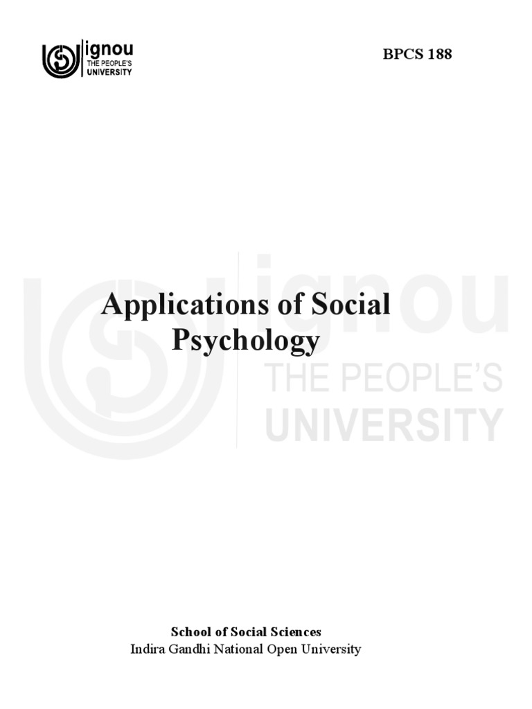 Applied Social Psychology Pdf Psychology Social Psychology