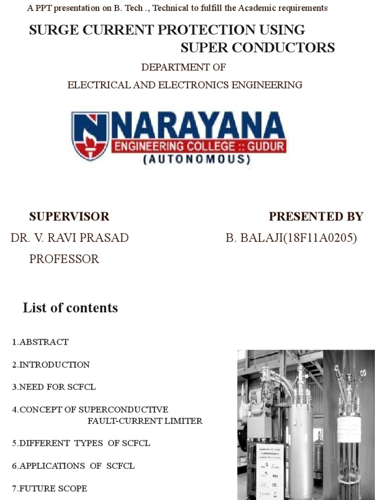 Surge Current Protection Using Super Conductors: Department of ...