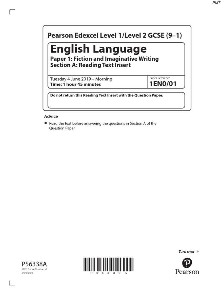 June 2019 IN - Paper 1 Edexcel English Language GCSE | PDF