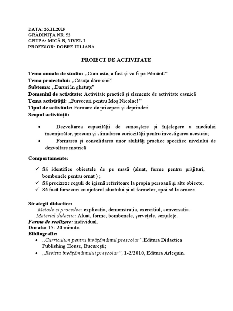 Proiect DOS - Activitate Gospodărească | PDF