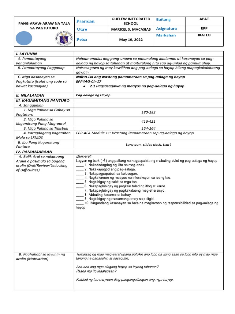 Cot - DLP - Epp 4 Maricel S. Macasias 1 | PDF