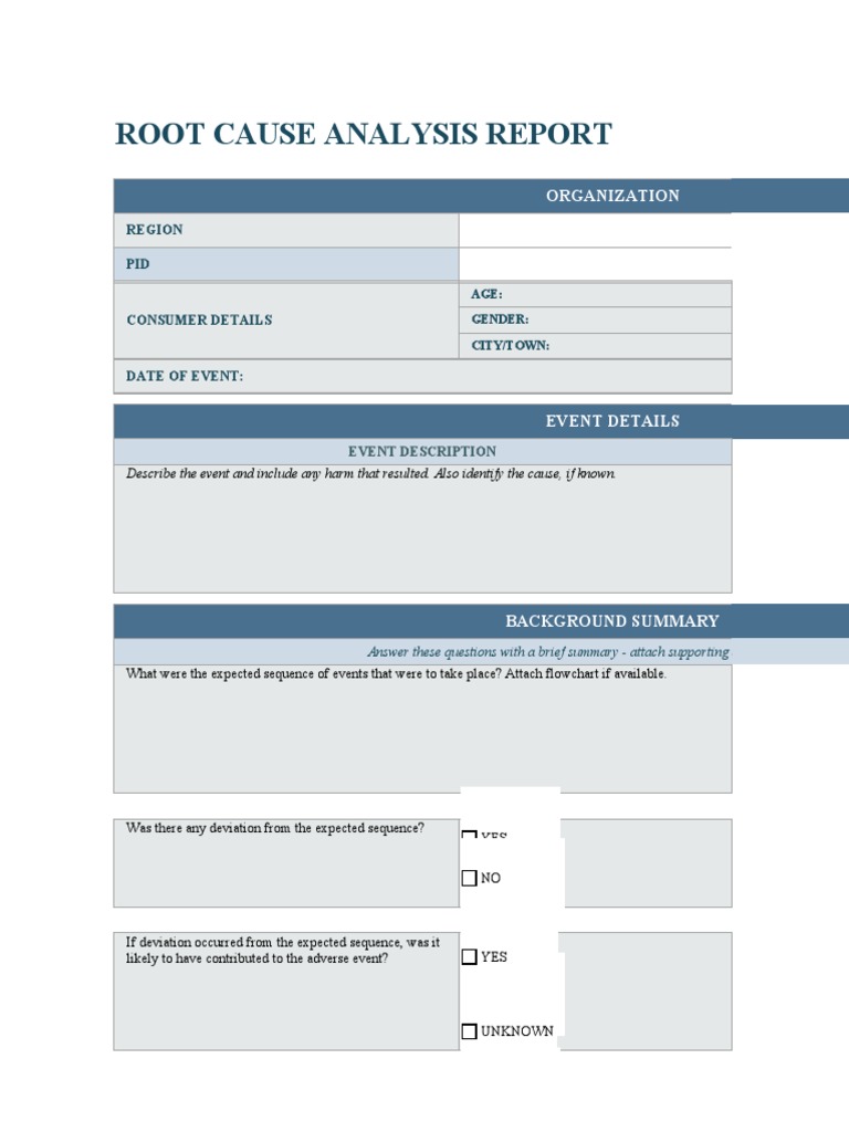 Root Cause Analysis Format | PDF | Risk | Risk Management