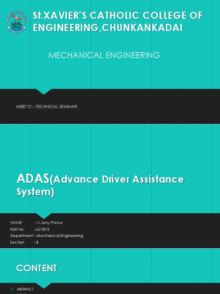 ADAS (Advance Driver Assistance System) | PDF | Anti Lock Braking ...