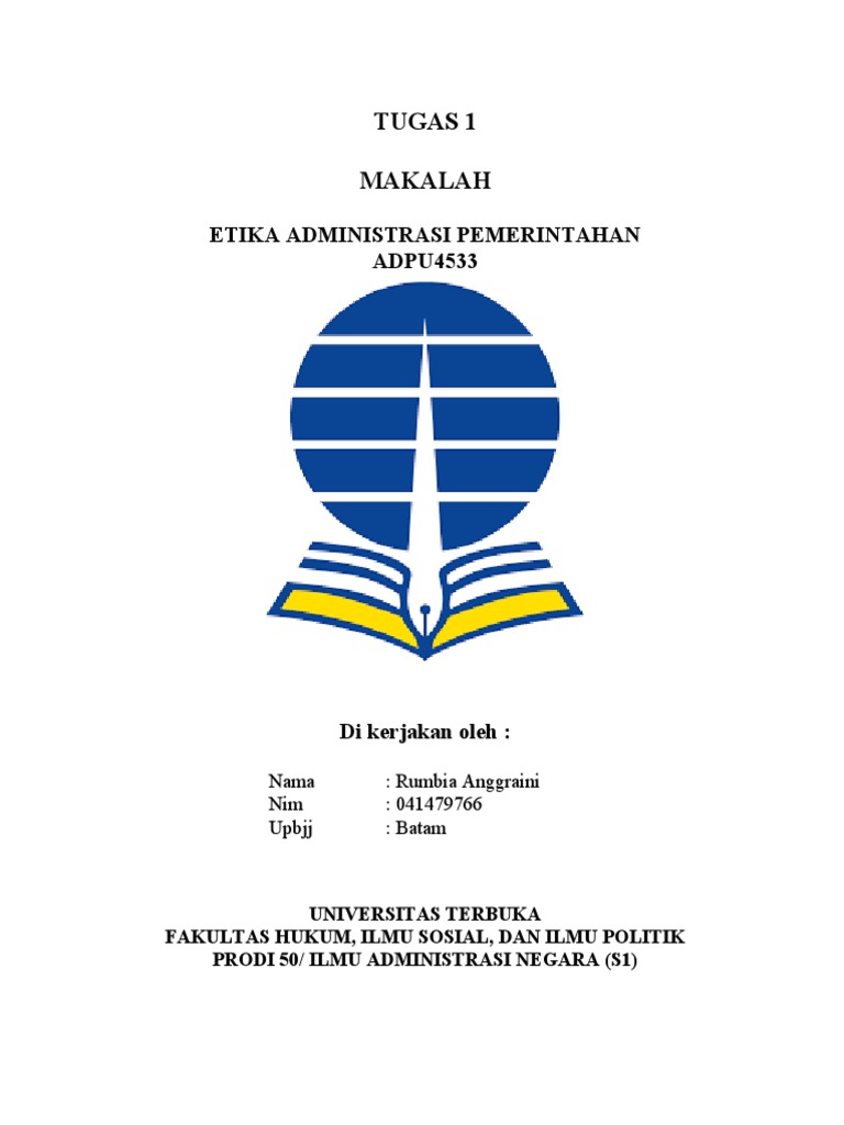 Tugas 1 Etika Administrasi Pemerintahan | PDF