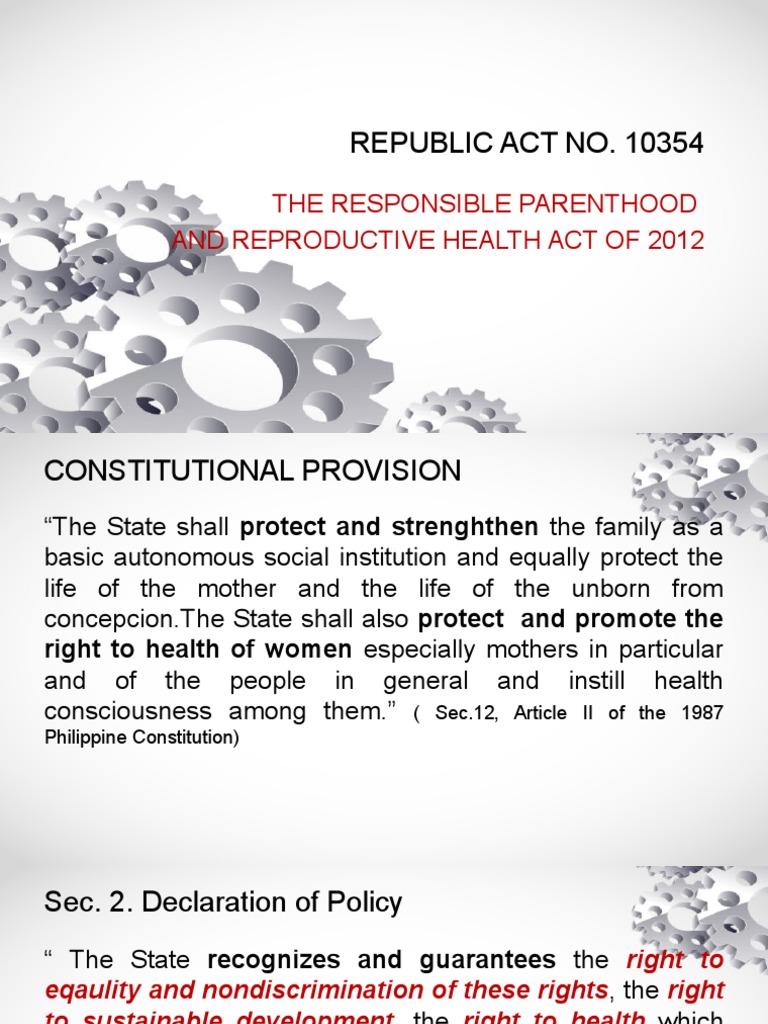Republic Act No. 10354: The Responsible Parenthood and Reproductive ...