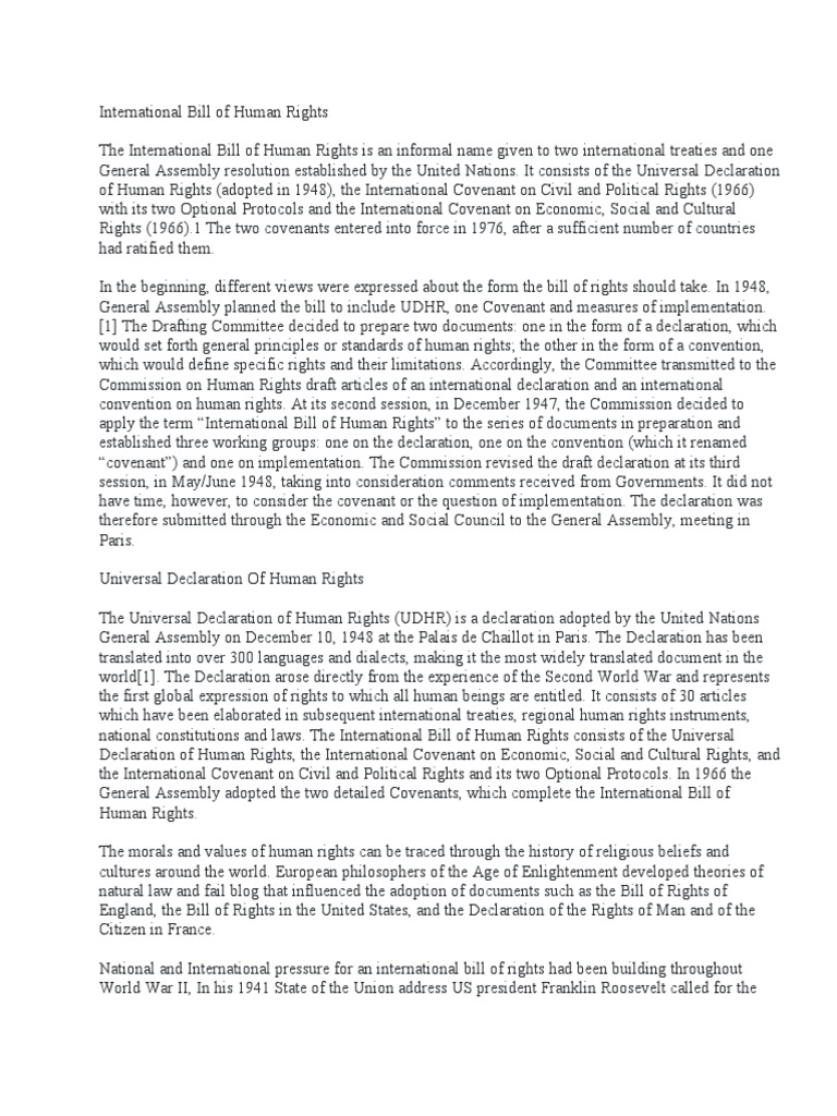 International Bill of Human Rights | PDF | Human Rights | Treaty