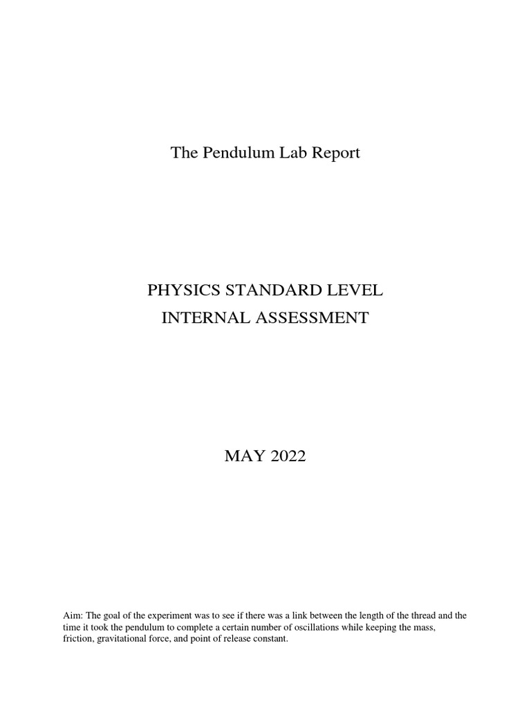 The Pendulum Lab Report | PDF | Pendulum | Force