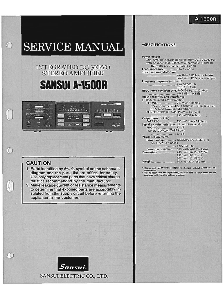 Sansui A 1500 R Service Manual | PDF