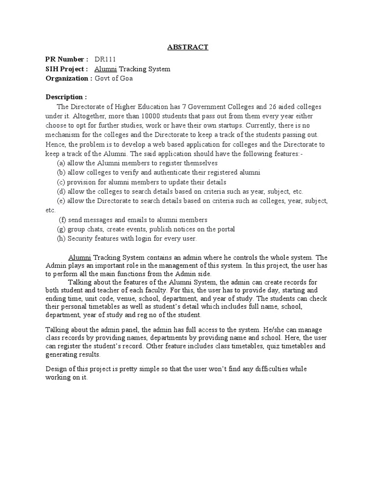 PR Number: SIH Project: Alumni Tracking System Organization ...