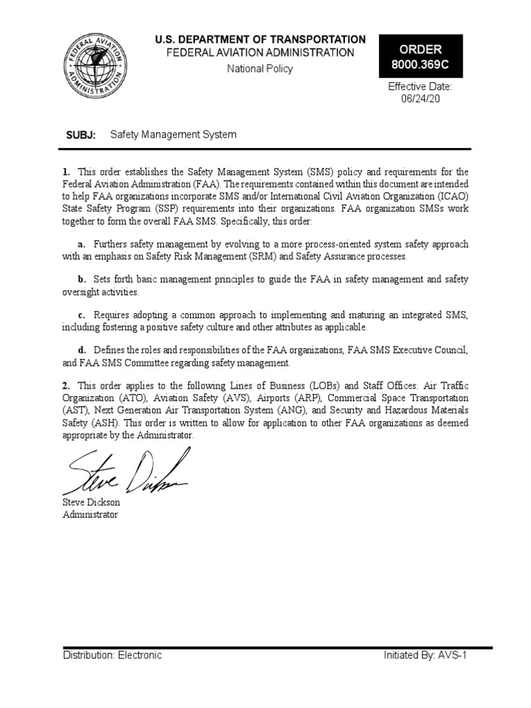 FAA Order - 8000.369C | PDF | Risk | Quality Management System