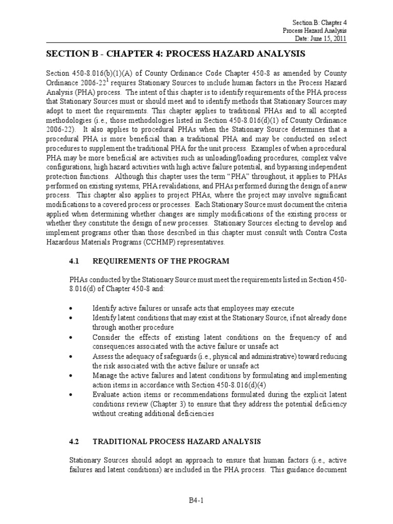 Section B - Chapter 4: Process Hazard Analysis: 4.1 Requirements of The Program | Descargar ...