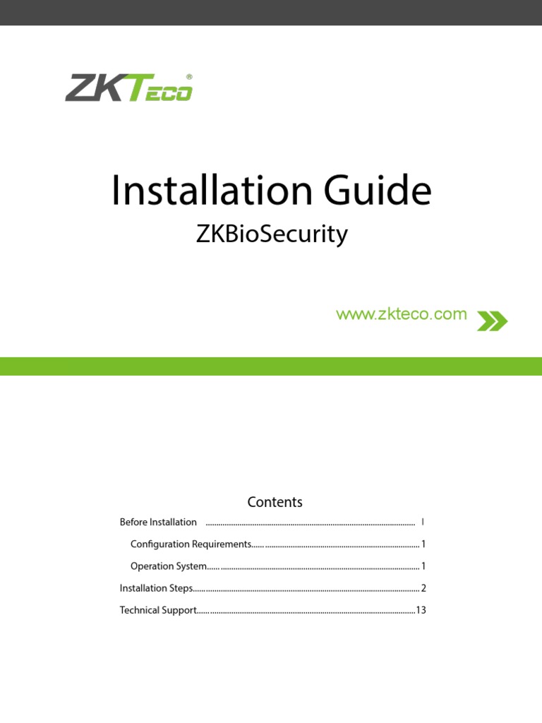 ZKBioSecurity Installation Guide | PDF | Databases | Installation (Computer Programs)