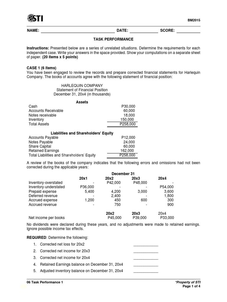 06 Task Performance 1 | Download Free PDF | Balance Sheet | Retained Earnings