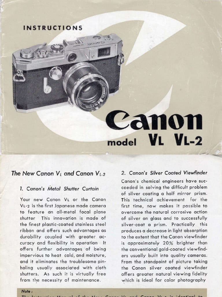 Canon: VL Vl-2 | Download Free PDF | Camera | Shutter (Photography)