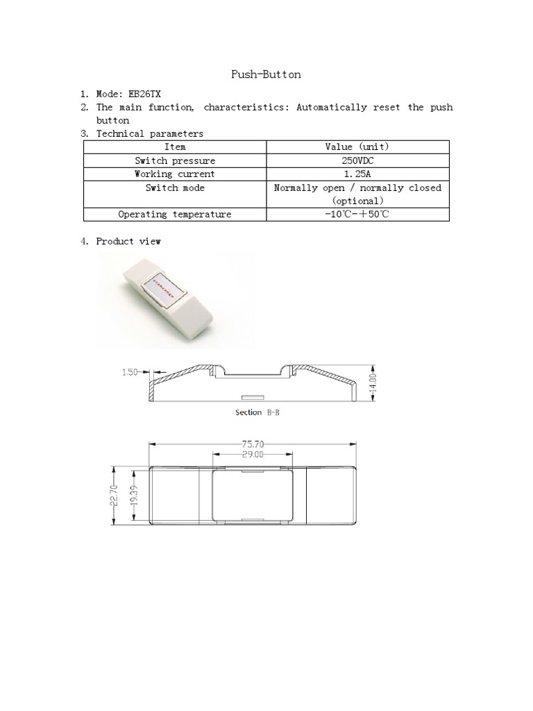 EB26TX Push Button Datasheet en | PDF