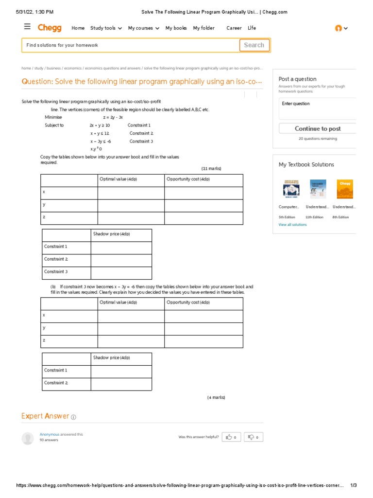 Solve The Following Linear Program Graphically Usi... | PDF | Linear ...