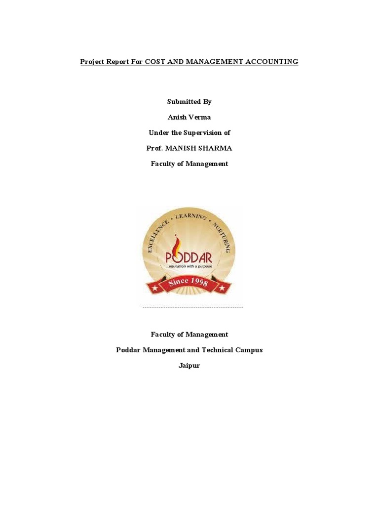 Project Report For COST AND MANAGEMENT ACCOUNTING | PDF | Cost ...