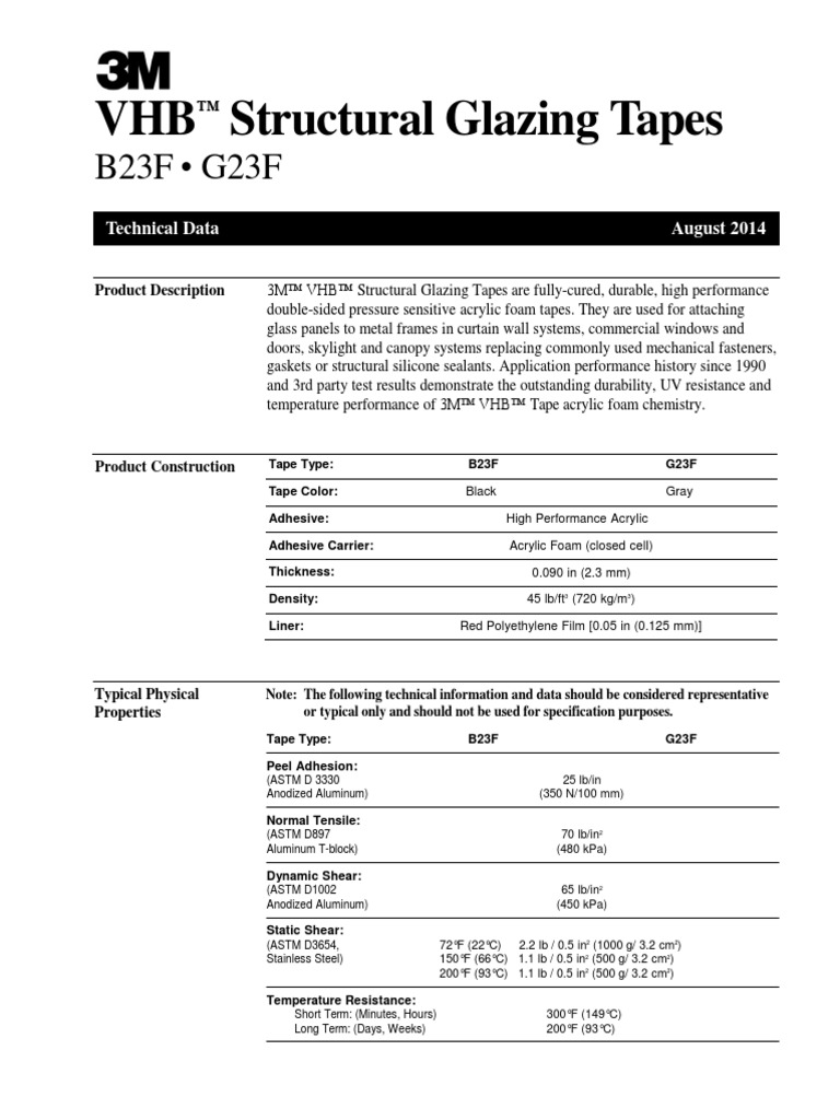 3M Structural Glazing Tape | PDF | Strength Of Materials | Stress ...