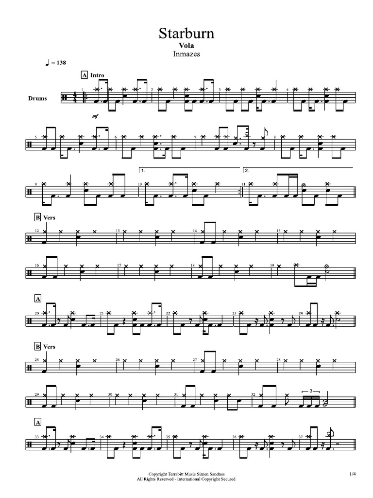 Vola - Starburn (Drum Sheets | PDF