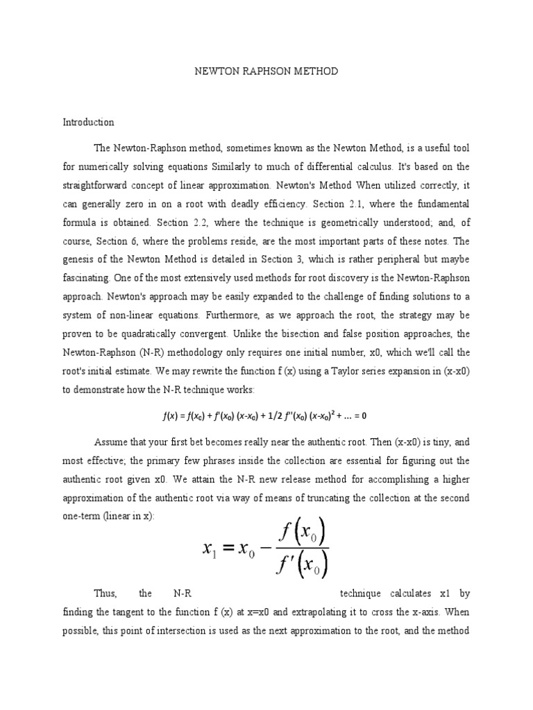 Newton Raphson Method Introduction | PDF | Mathematical Relations ...