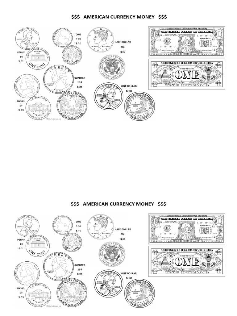 AMERICAN CURRENCY MONEY ESL Worksheet | PDF