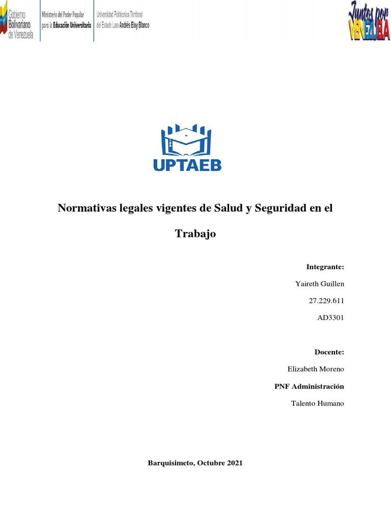 Normativas Legales Vigentes de Salud y Seguridad en El Trabajo | PDF ...