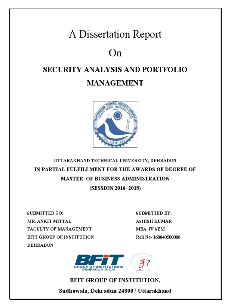 A Dissertation Report On: Security Analysis and Portfolio Management | PDF